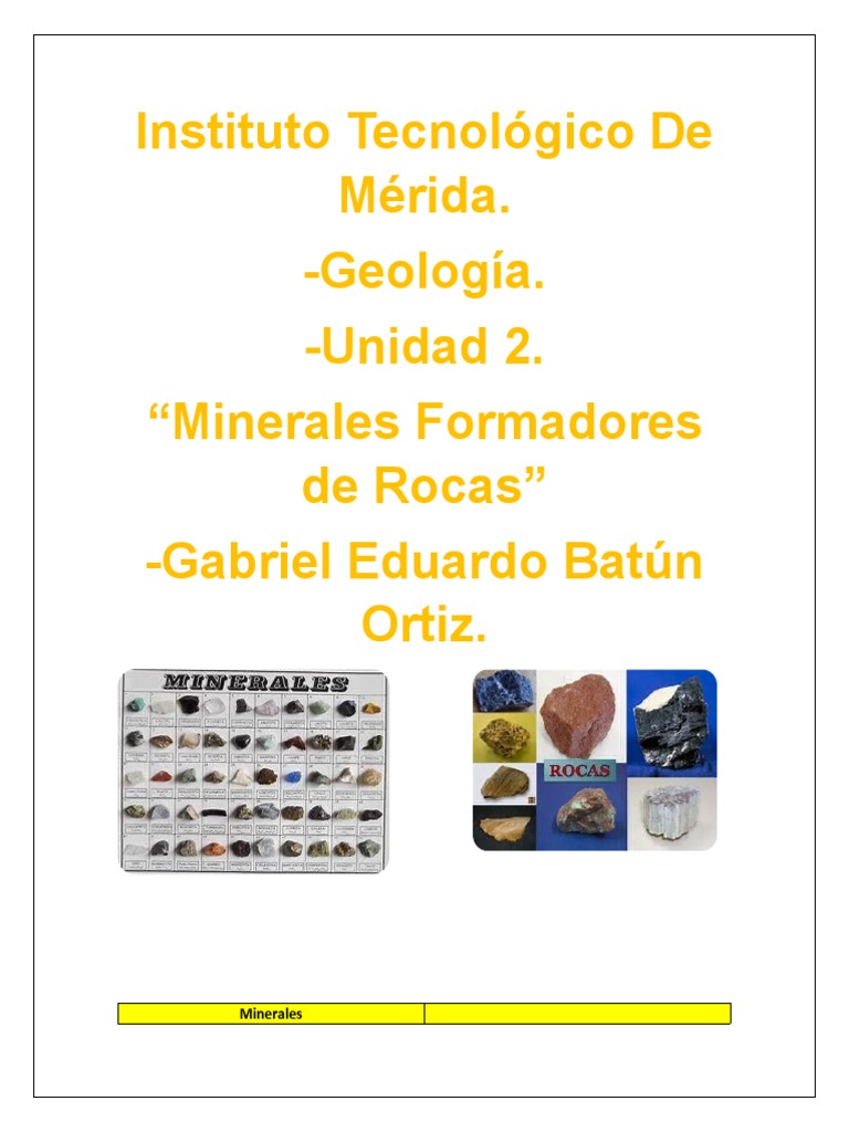 Cuadro Minerales Formadores de Rocas | PDF | Minerales | Roca (geología)