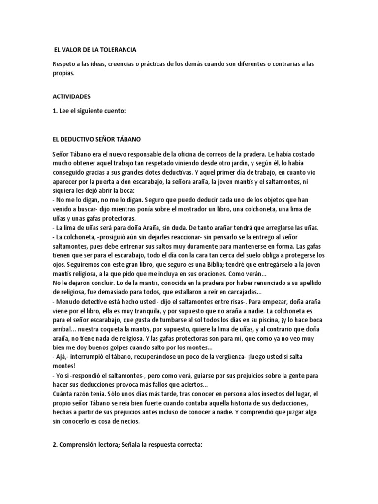 El Valor de La Tolerancia | PDF