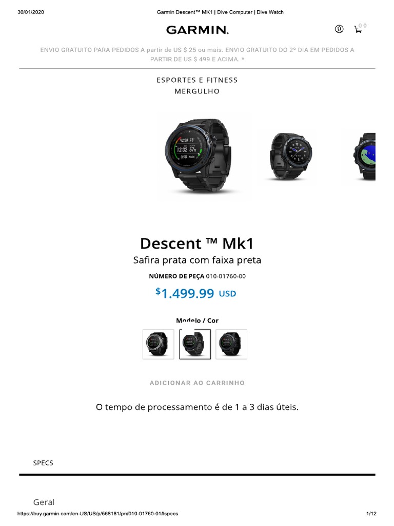Garmin - Descent™ MK1 - Dive Computer - Dive Watch | PDF