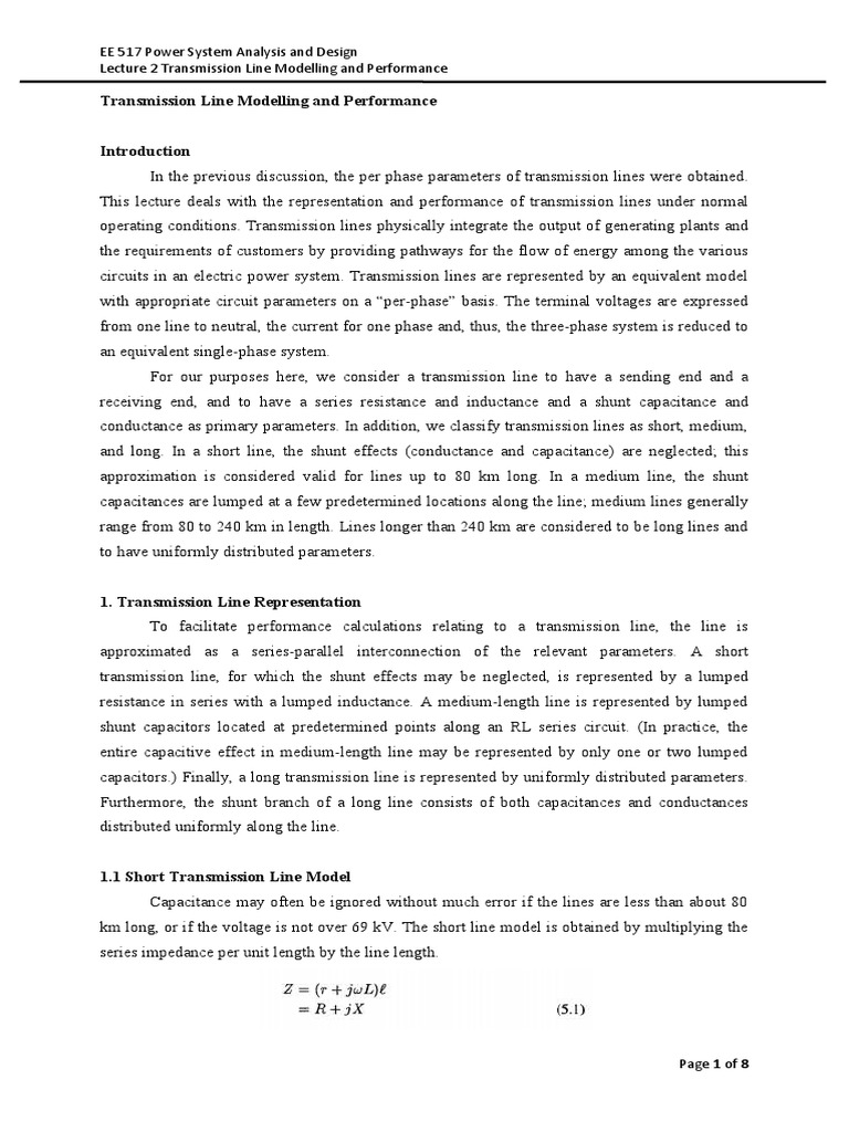 Transmission Line Modelling and Performance | PDF | Electric Power ...