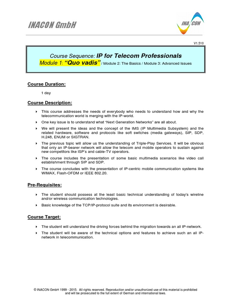 IP - Module1-Quo - Vadis v1.510-TOC | PDF | Ip Multimedia Subsystem | Wi Max