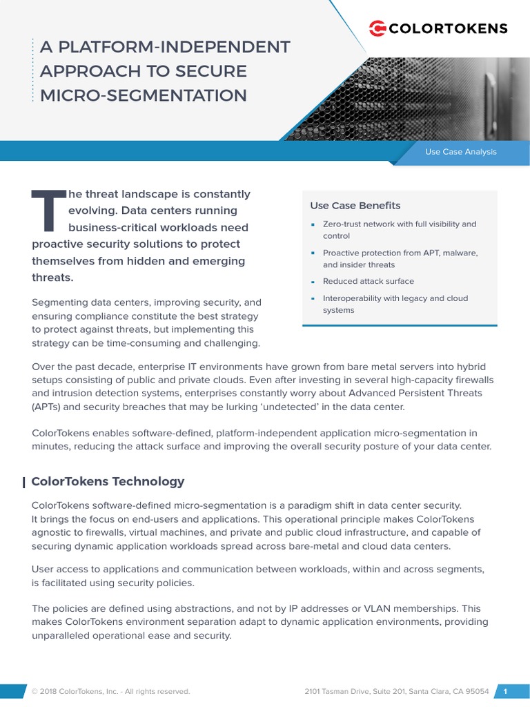 Micro Segmentation Use Case Brief | PDF | Cloud Computing | Data Center