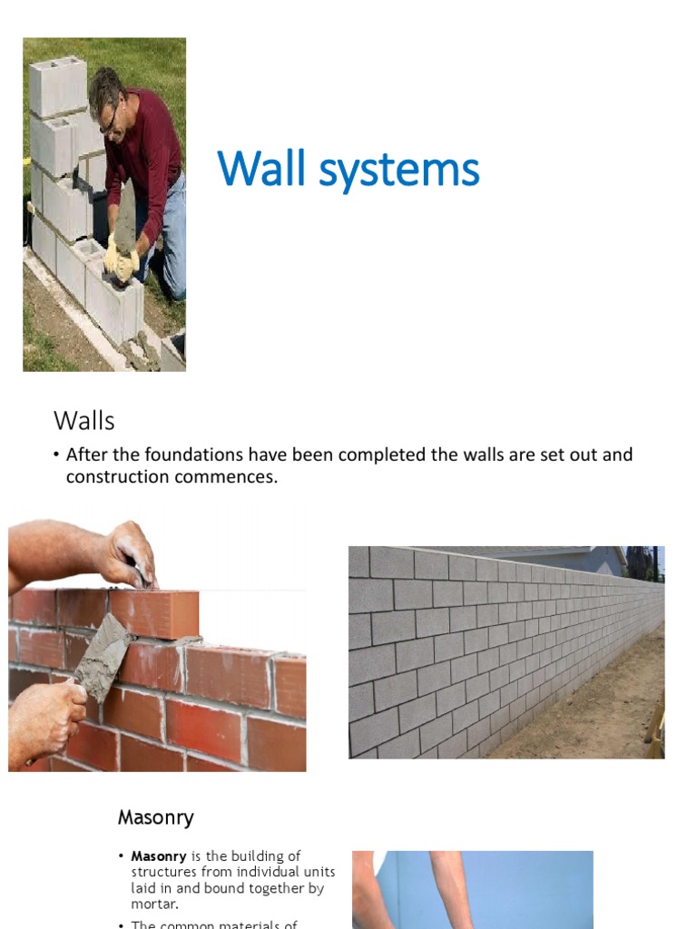 Lec.4-Wall Systems PDF | PDF | Masonry | Mortar (Masonry)