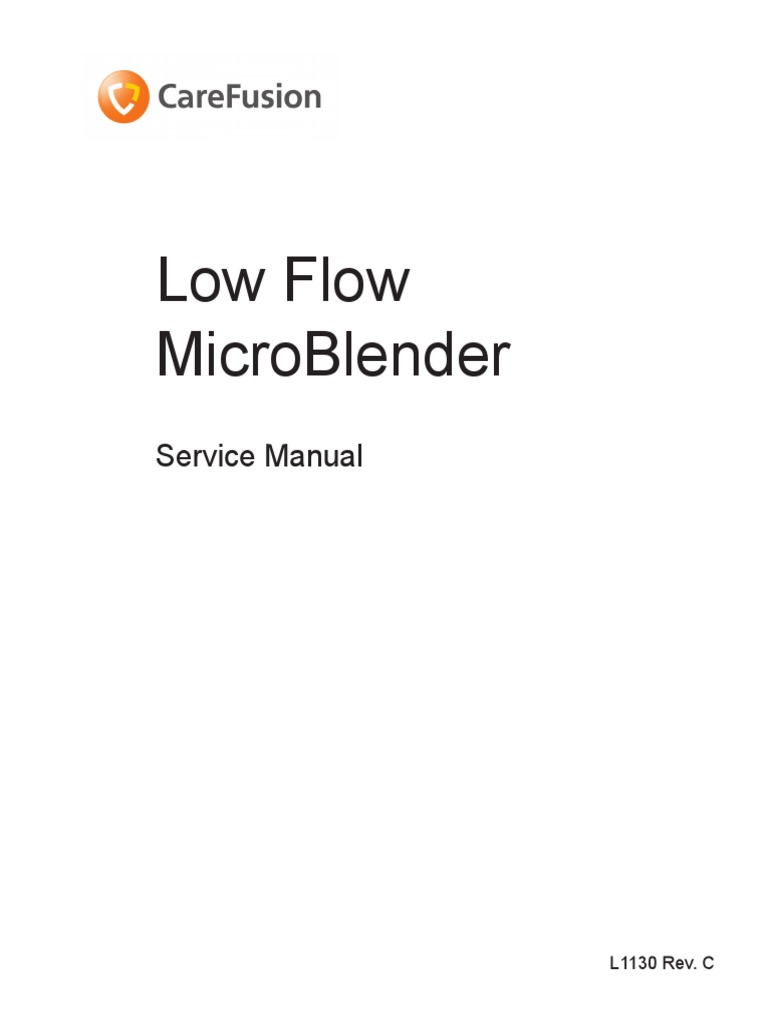 Low Flow Microblender: Service Manual | PDF | Gases | Valve