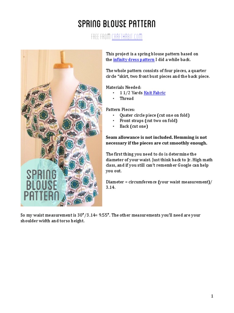 Spring Blouse Pattern: Free From | PDF
