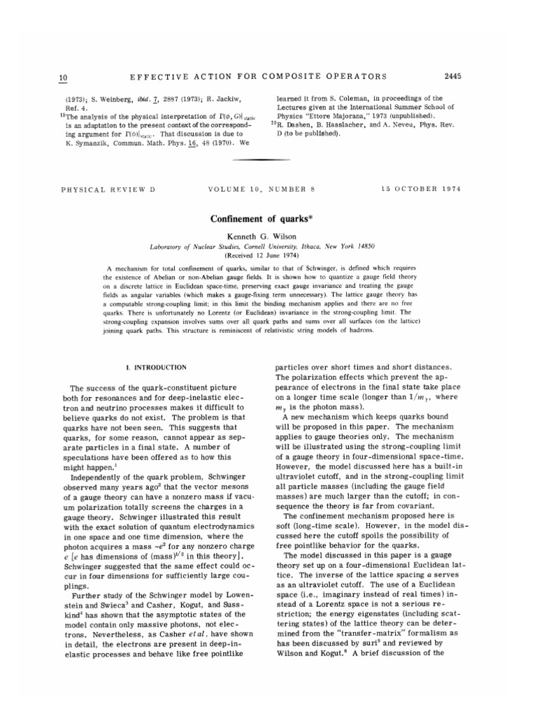 Wilson Confinement PDF | PDF | Gauge Theory | Quark