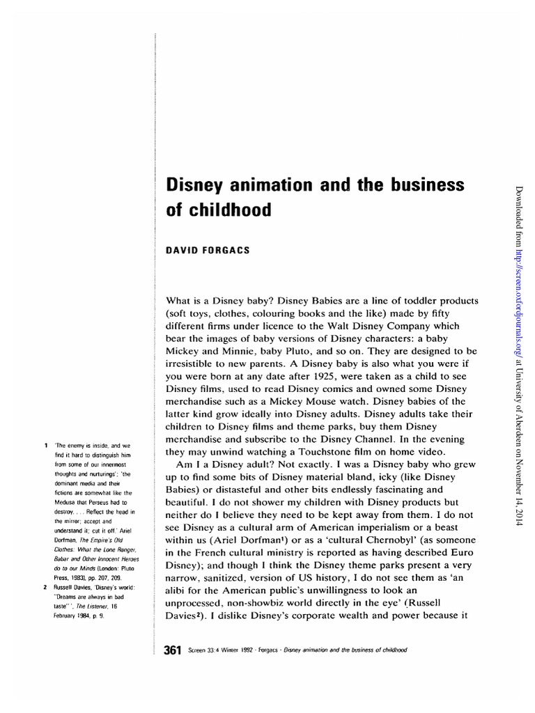 Disney Animation and The Business of Childhood PDF | PDF | The Walt ...