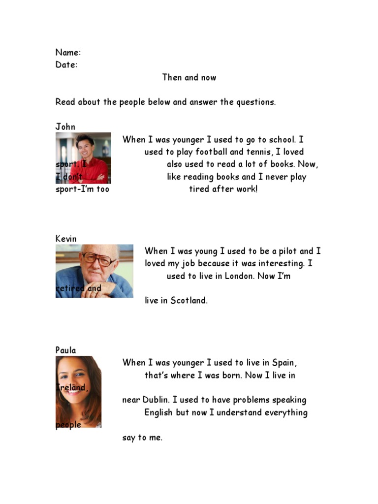 Changes Over Time: A Comparison of Past and Present Activities and ...