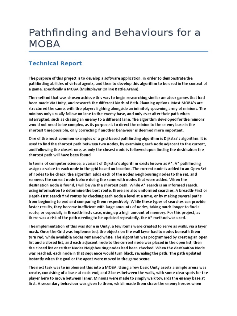 Pathfinding and Behaviours For A MOBA | PDF | Computer Programming | Theoretical Computer Science