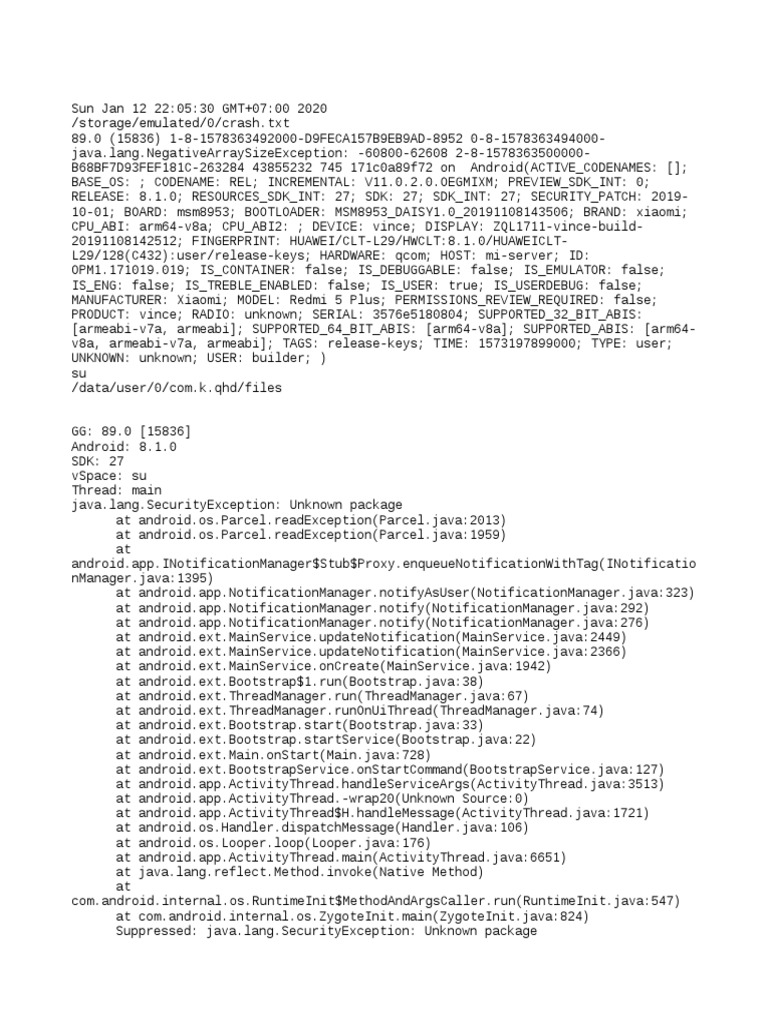Crash Pdf Java Programming Language Xiaomi 