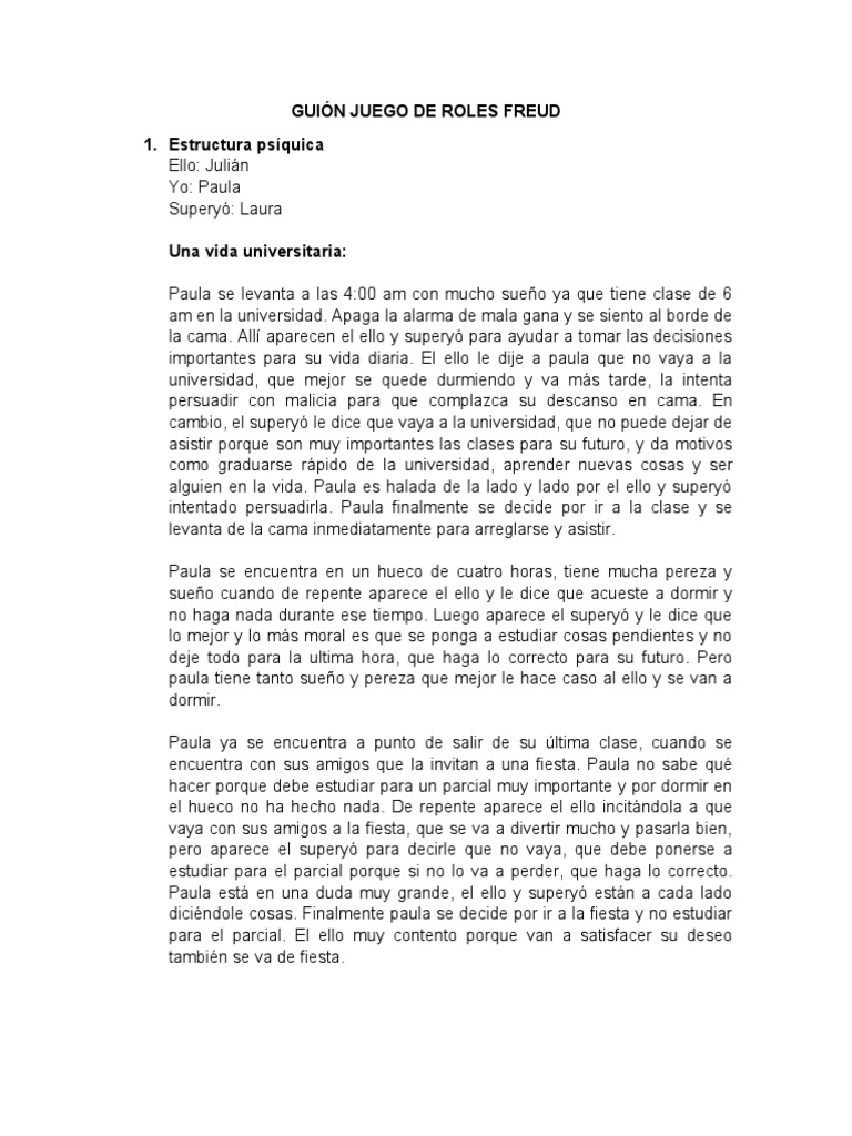 Juego de Roles Freud: Estructura Psíquica y Etapas Psicosexuales | PDF ...