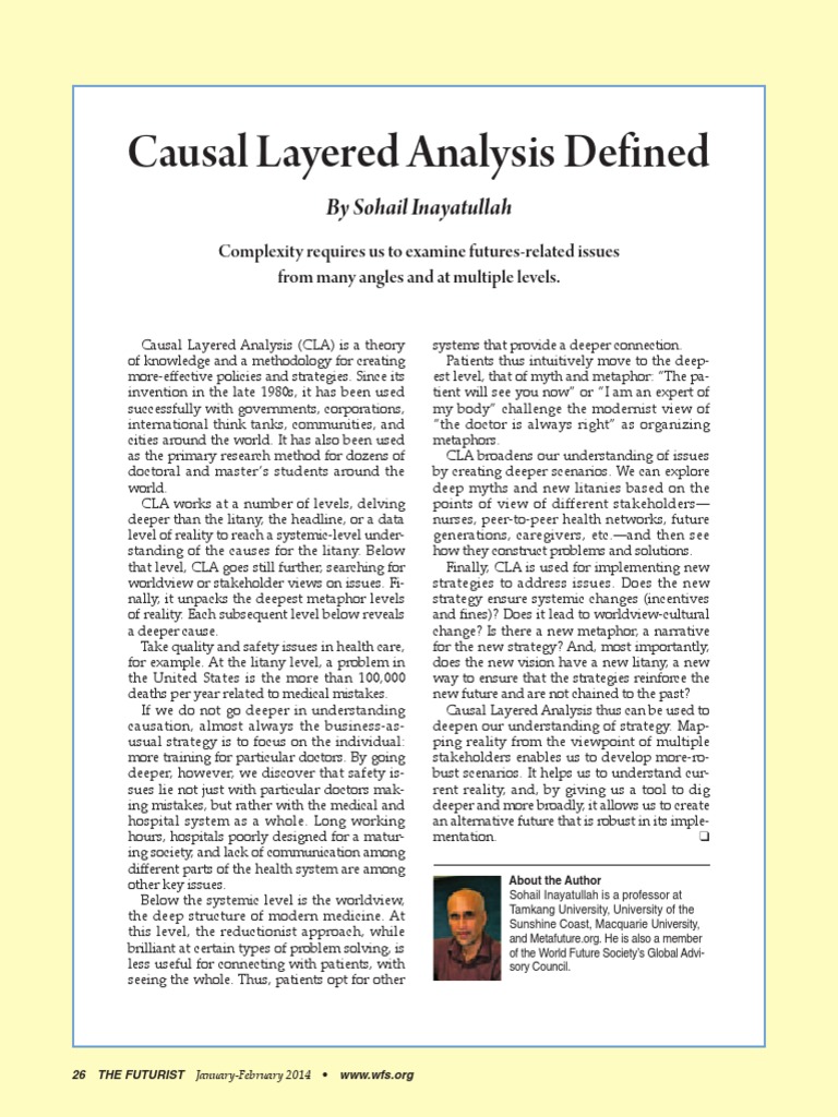 Causal Layered Analysis Defined: by Sohail Inayatullah | PDF ...
