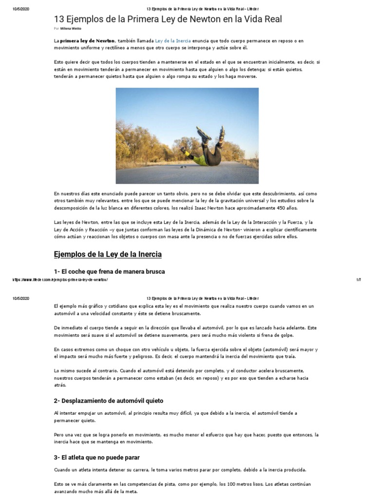 13 Ejemplos de La Primera Ley de Newton en La Vida Real | PDF | Las ...