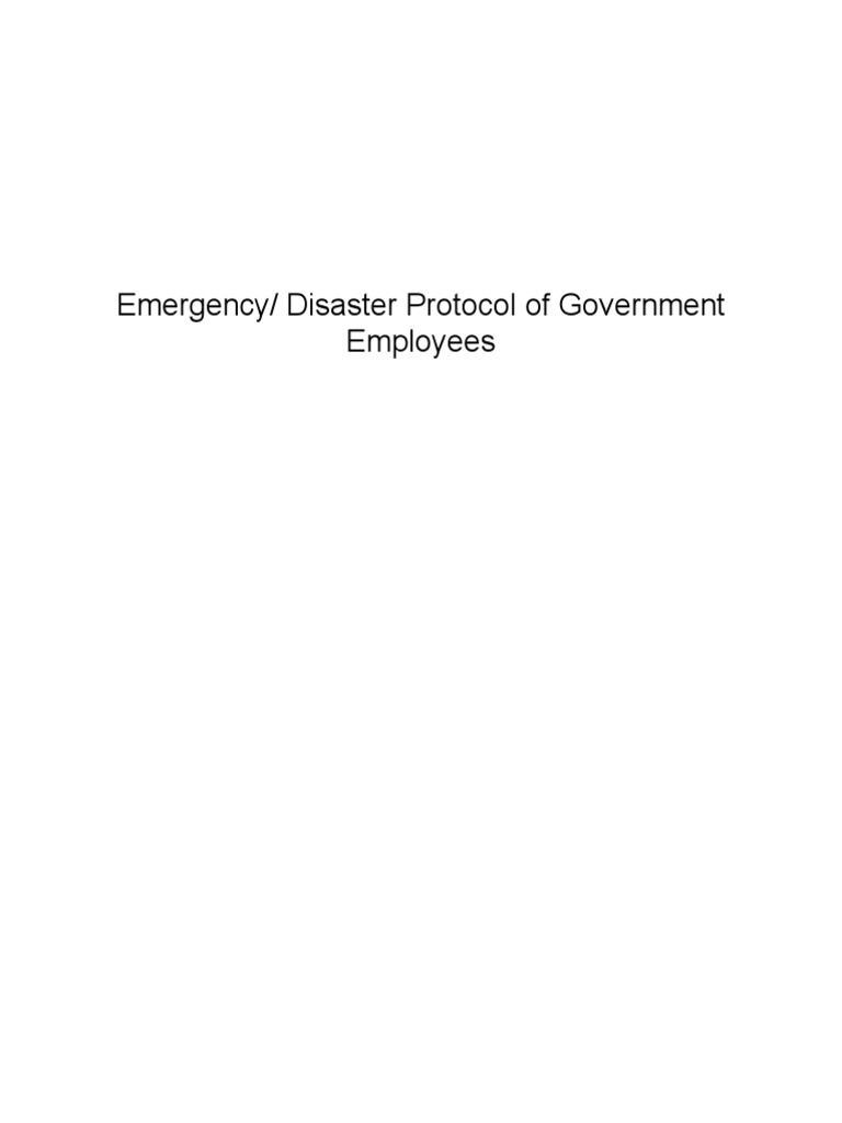 Emergency/ Disaster Protocol of Government Employees | PDF | Disaster ...