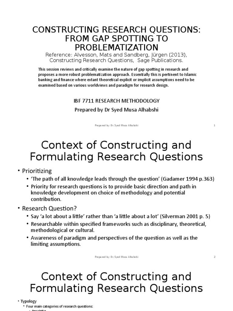 Constructing Research Questions and Gap Spotting | PDF | Idea | Theory
