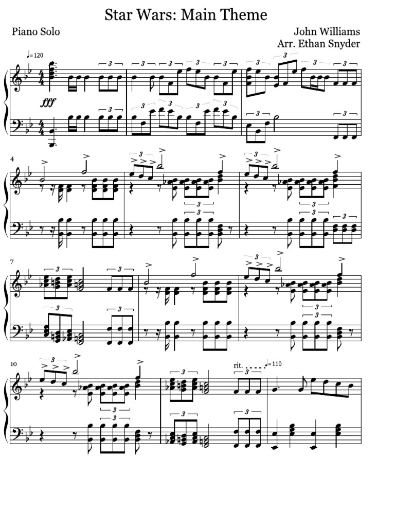 Star Wars Main Theme Piano Solo PDF | PDF
