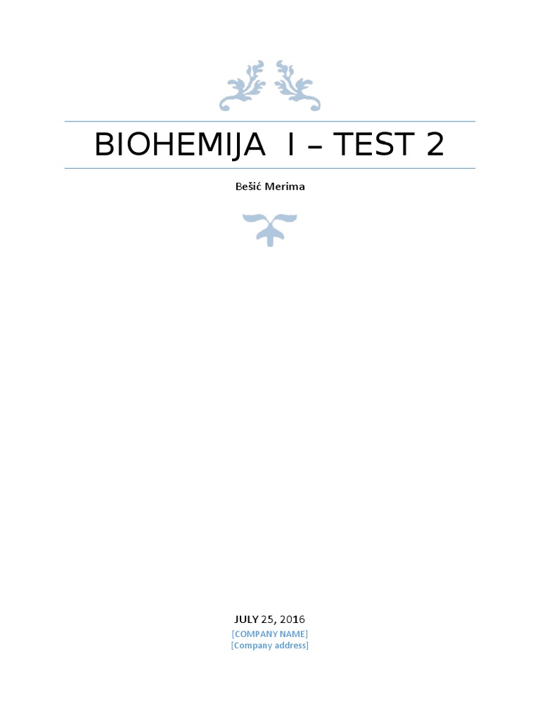 Biohemija I Skripta Za Test 2 Merima B. | PDF