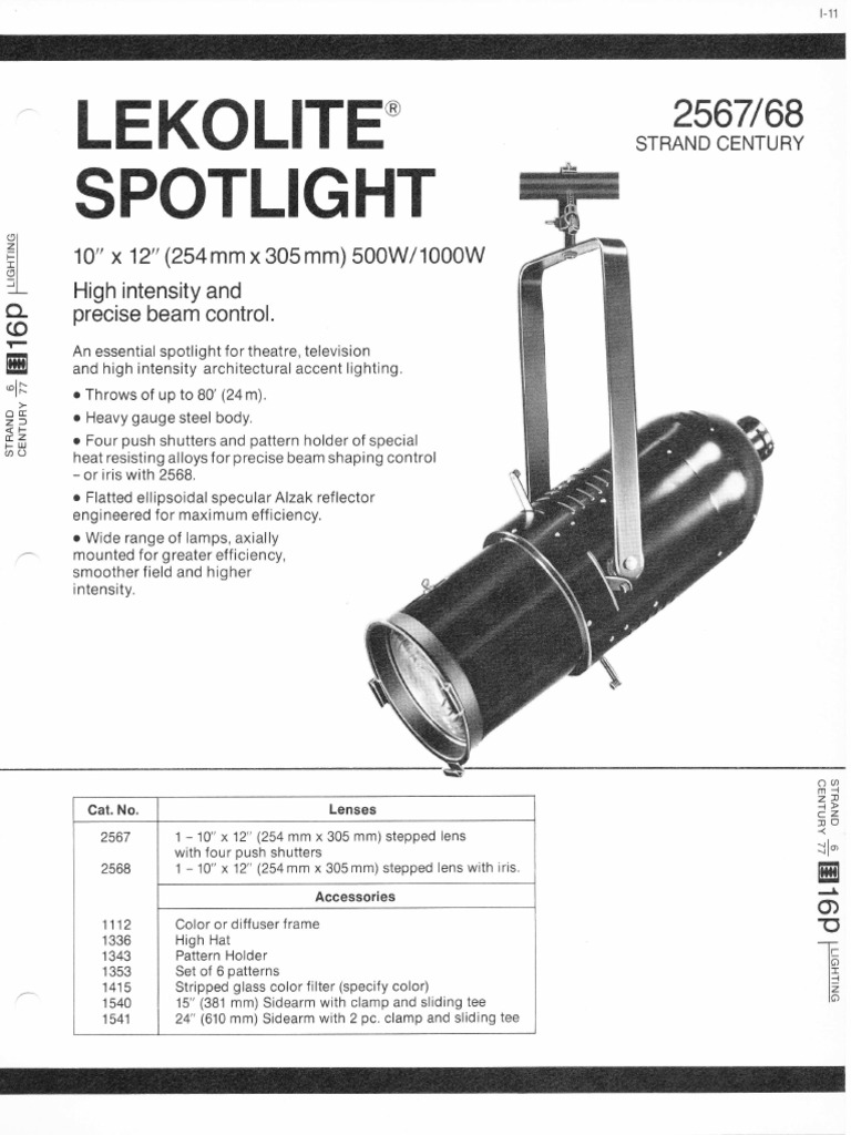 Strand Century Lighting 2567-2568 10x12-Inch Lekolite Ellipsoidal ...