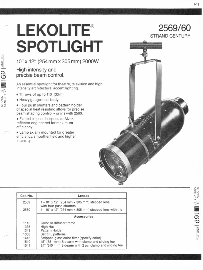 Strand Century Lighting 2569-2560 10x12-Inch Lekolite Ellipsoidal ...