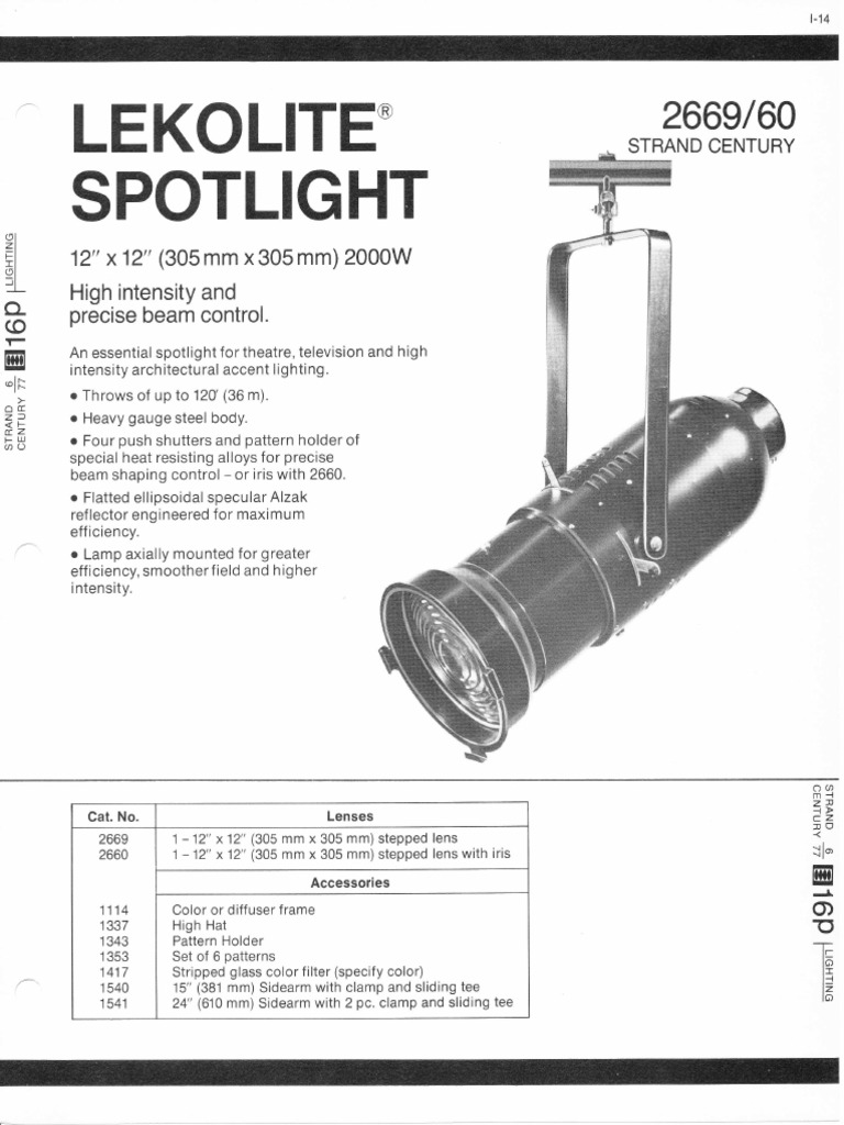 Strand Century Lighting 2669-2660 12x12-Inch Lekolite Ellipsoidal ...