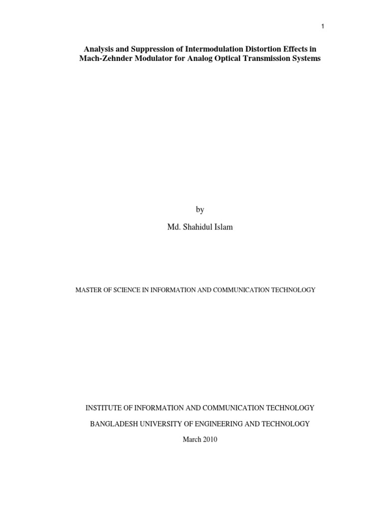 Analysis And Suppression Of Intermodulation Distortion Effects Pdf