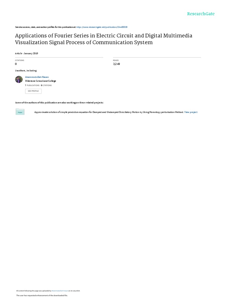 Fourier Transformations: Applications in Electric Circuits, Digital ...