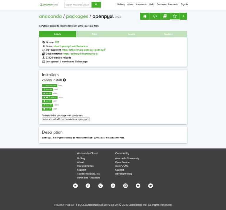 Openpyxl - Anaconda Cloud | PDF