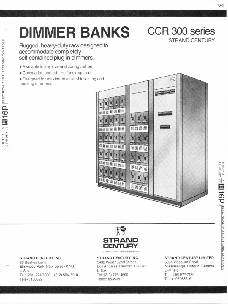Strand Century Lighting CCR 300 Series Dimmer Banks Spec Sheet 6-77 ...