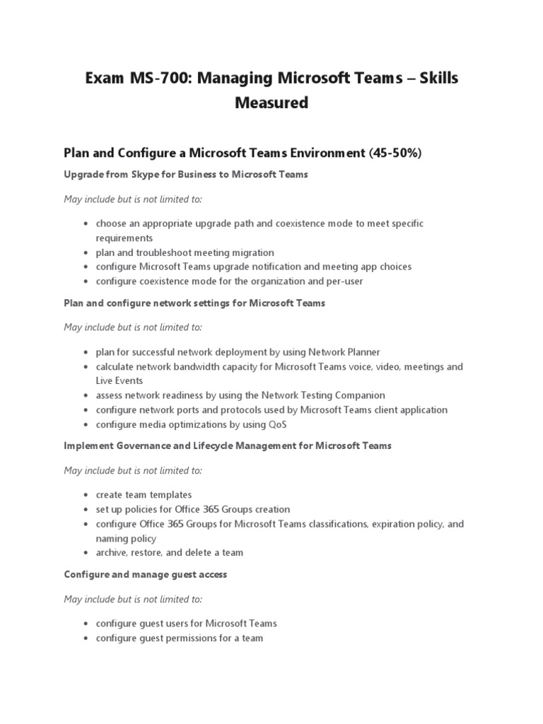 MS-700 Exam Guide: Managing Teams Skills | PDF | Office 365 | Computer ...