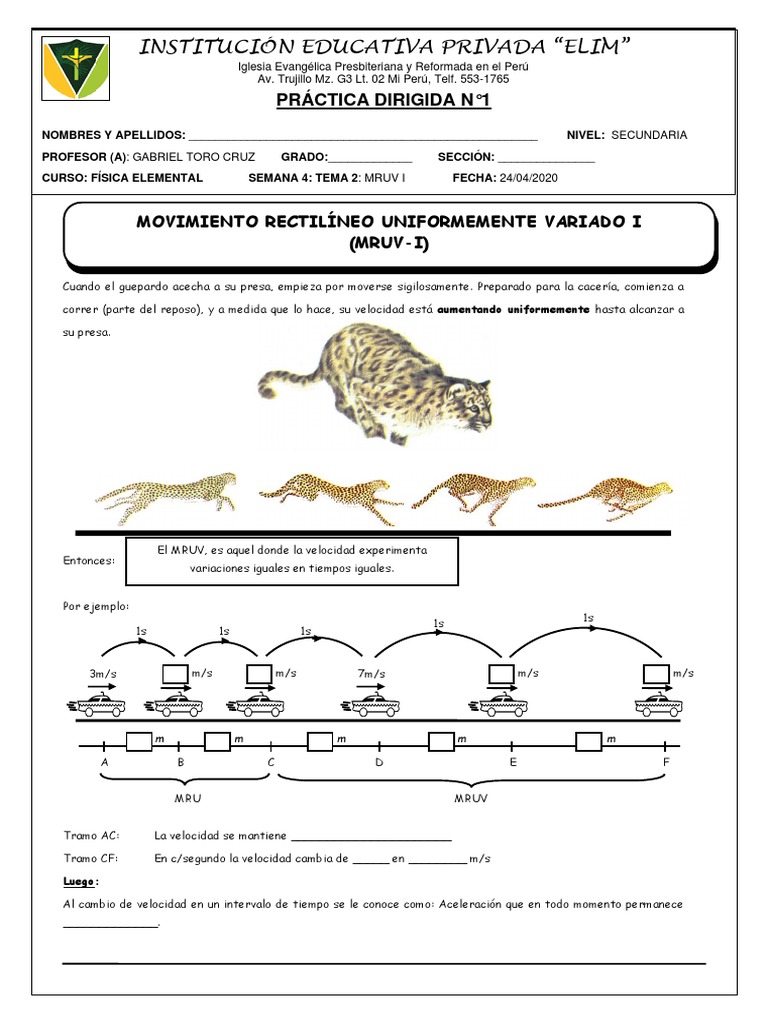 Movimiento Rectilíneo Uniforme Variado I PARA TERCERO de SECUNDARIA | PDF | Geometría euclidiana ...