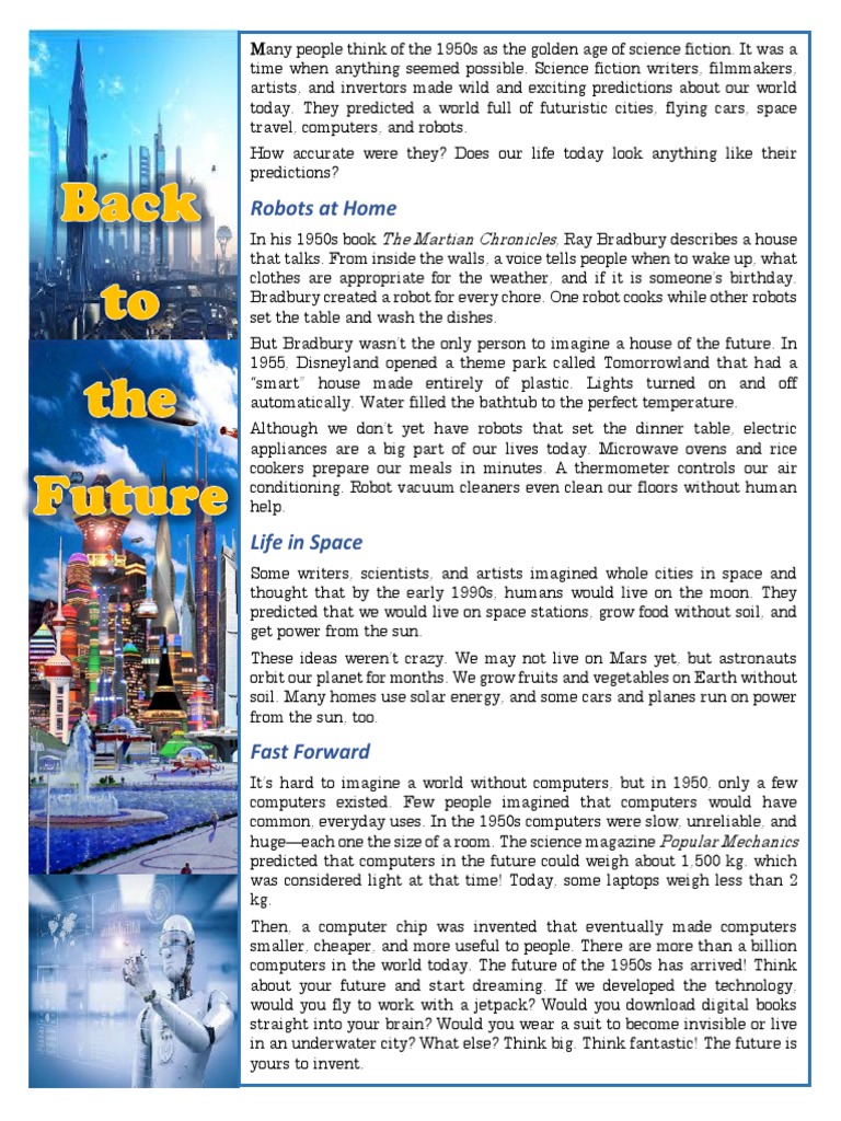 Back To The Future - Reading Comprehension PDF | PDF | Robot | Robotics