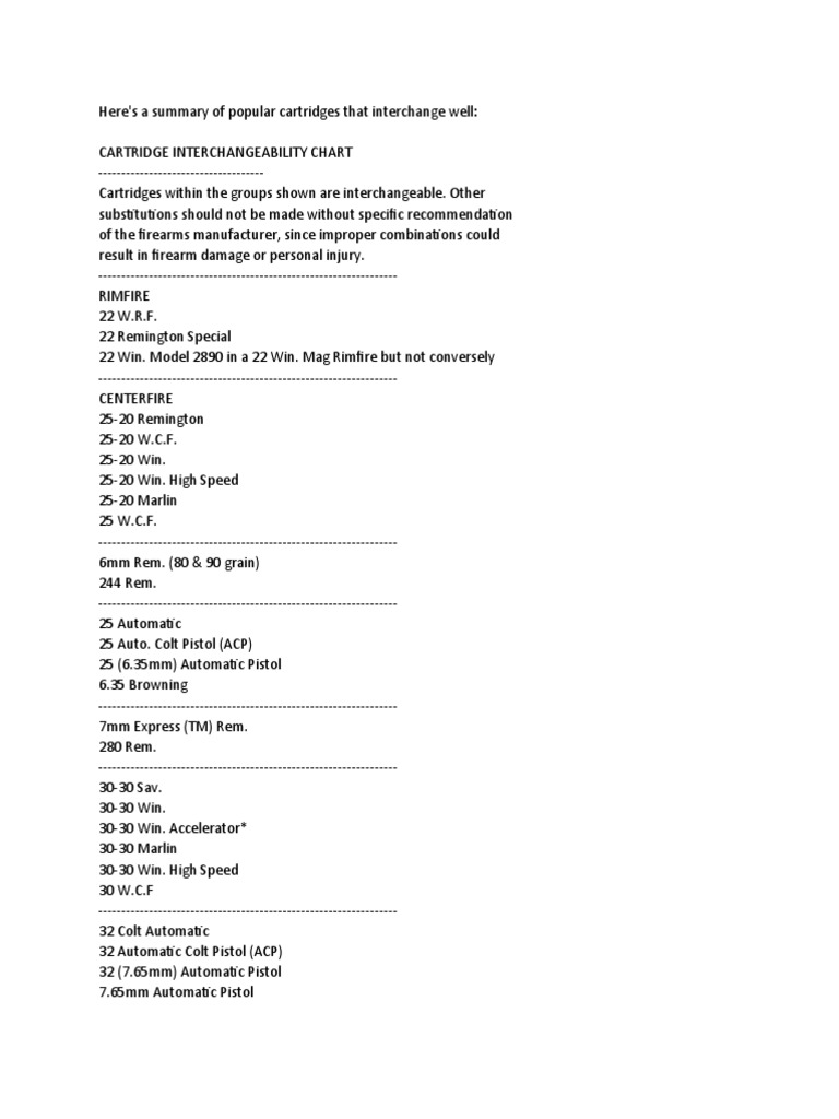 Cartridge Interchangiblity | PDF | Firearms | Projectile Weapons