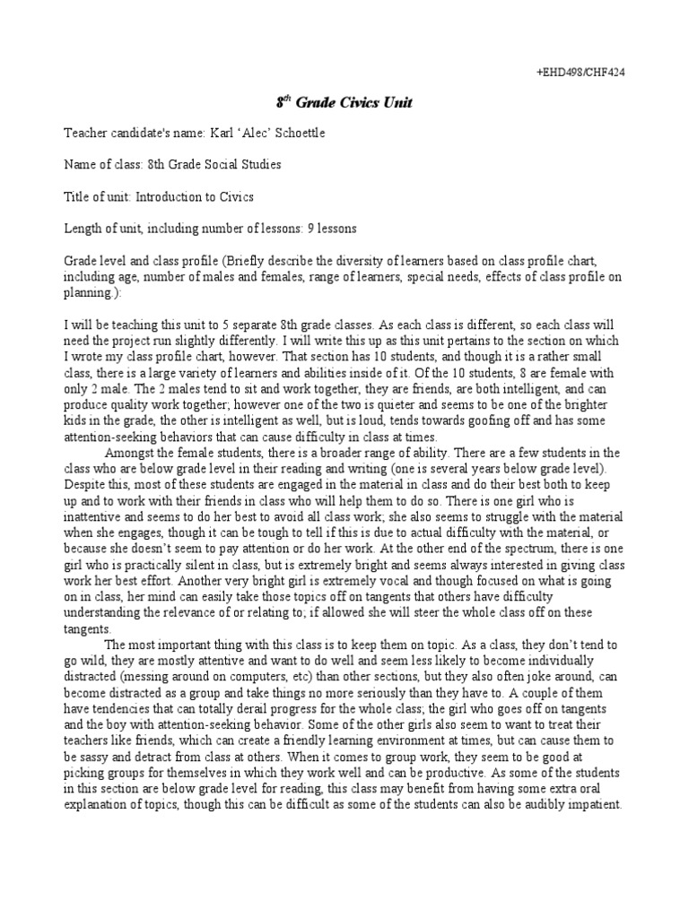 Schoettle 8th Grade Civics Unit | PDF | Lesson Plan | Educational ...