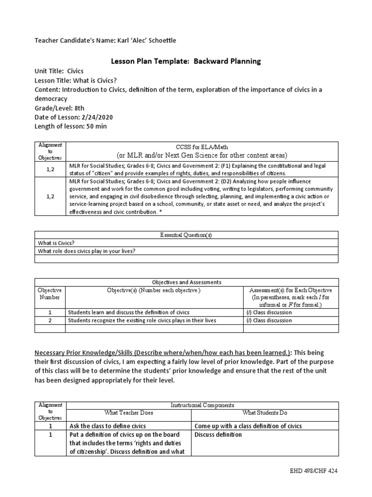 Introduction To Civics Lesson Plan | PDF | Lesson Plan | Critical Thinking