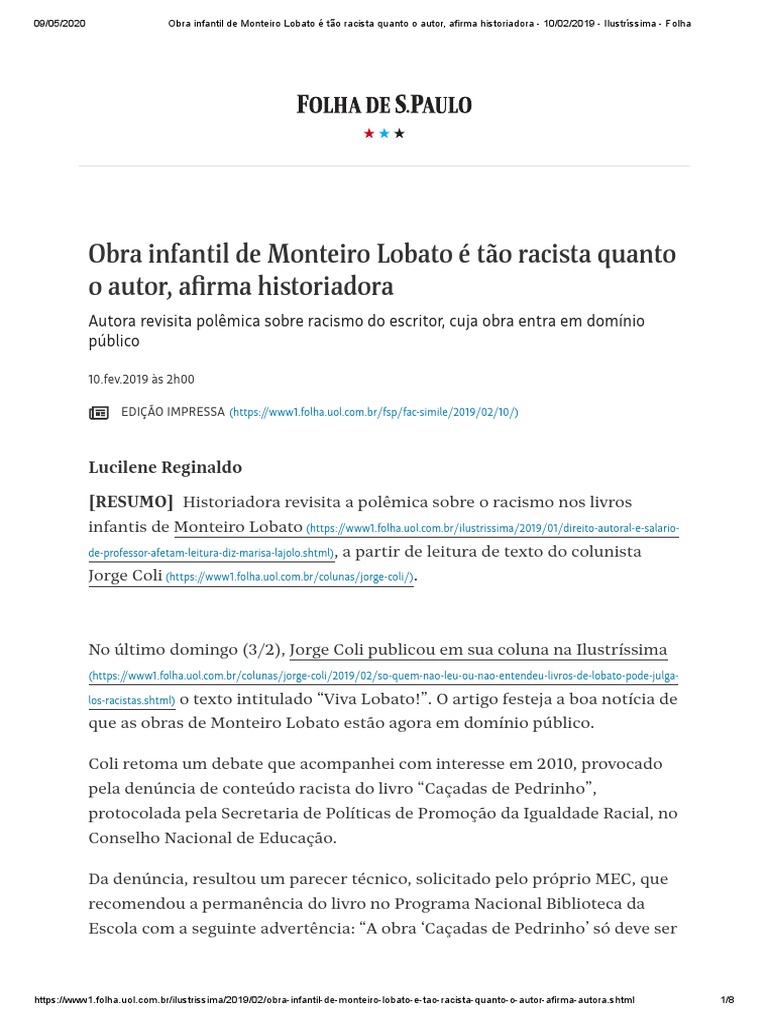 Racismo na obra de Monteiro Lobato | PDF | Eugenia | Racismo