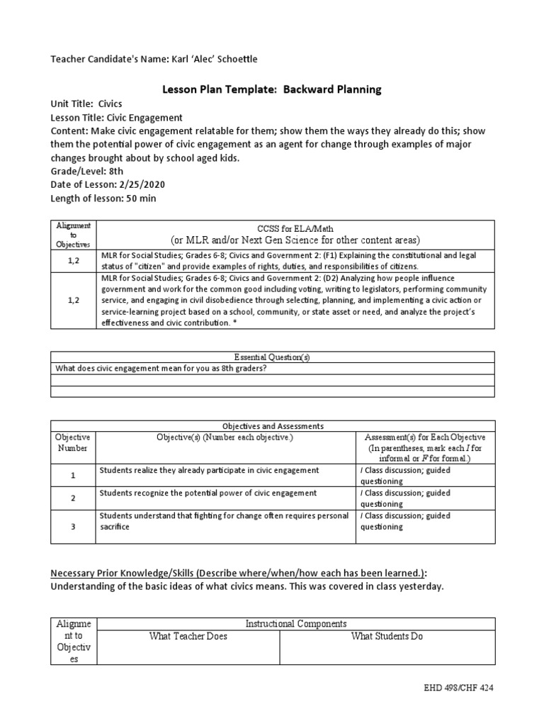 2 Civic Engagement Lesson Plan | PDF | Lesson Plan | Civic Engagement