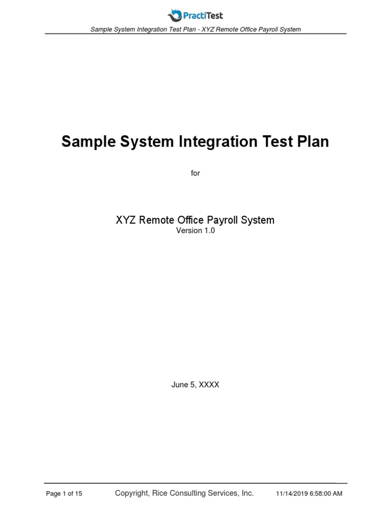 System Integration Test Plan Sample 2019 PDF | PDF | Payroll | Payroll Tax