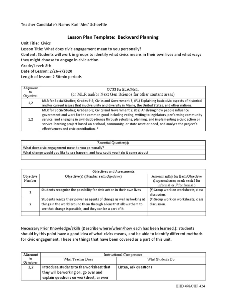 8th Grade Civic Engagement Lesson | PDF | Lesson Plan | Mentorship