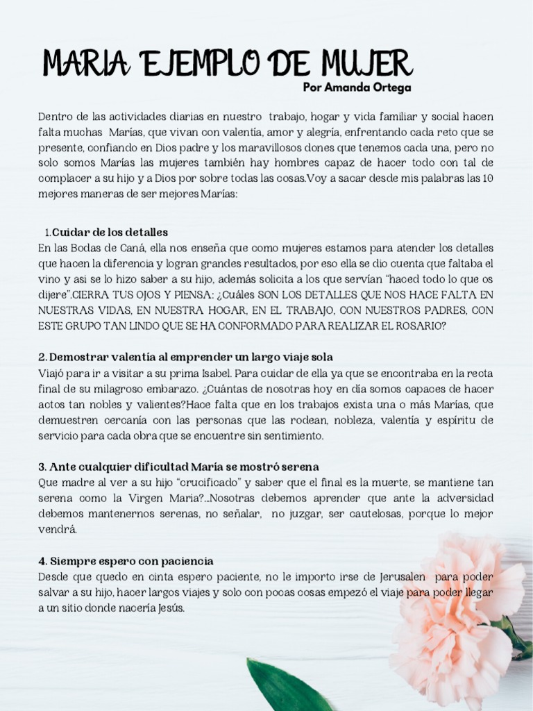 María Ejemplo de Mujer | PDF | María, madre de Jesús | Oración