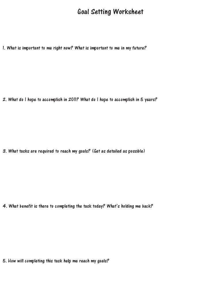 Goals Worksheet | PDF | Business