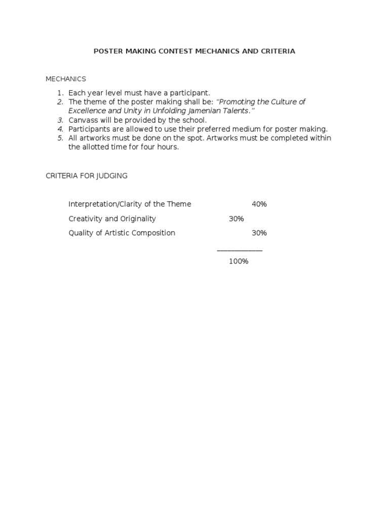 Poster Making Contest Mechanics and Criteria | PDF