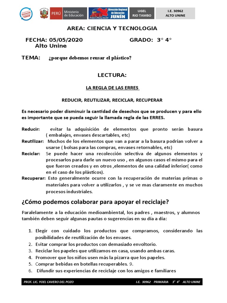 LECTURA | PDF | Reciclaje | Residuos