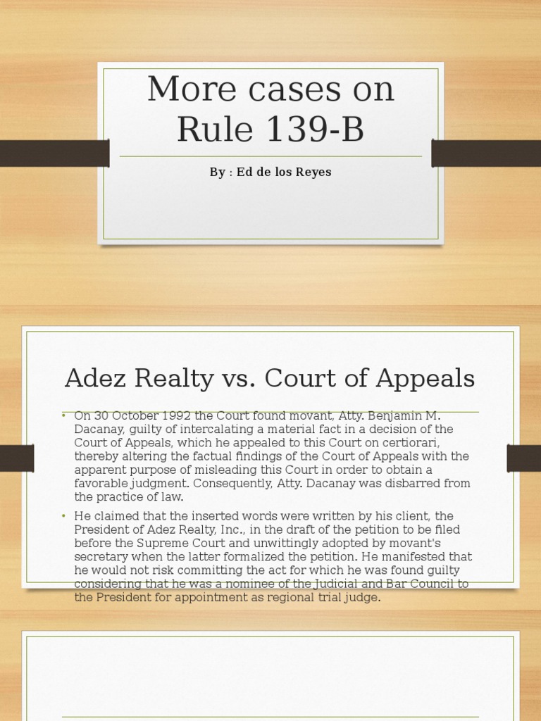 More Cases On Rule 139-B: By: Ed de Los Reyes | Download Free PDF ...