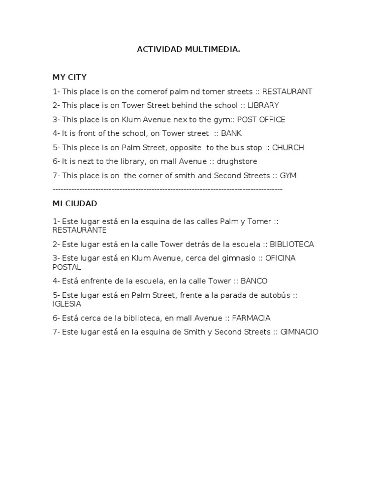 Lugares Clave en Mi Ciudad | PDF
