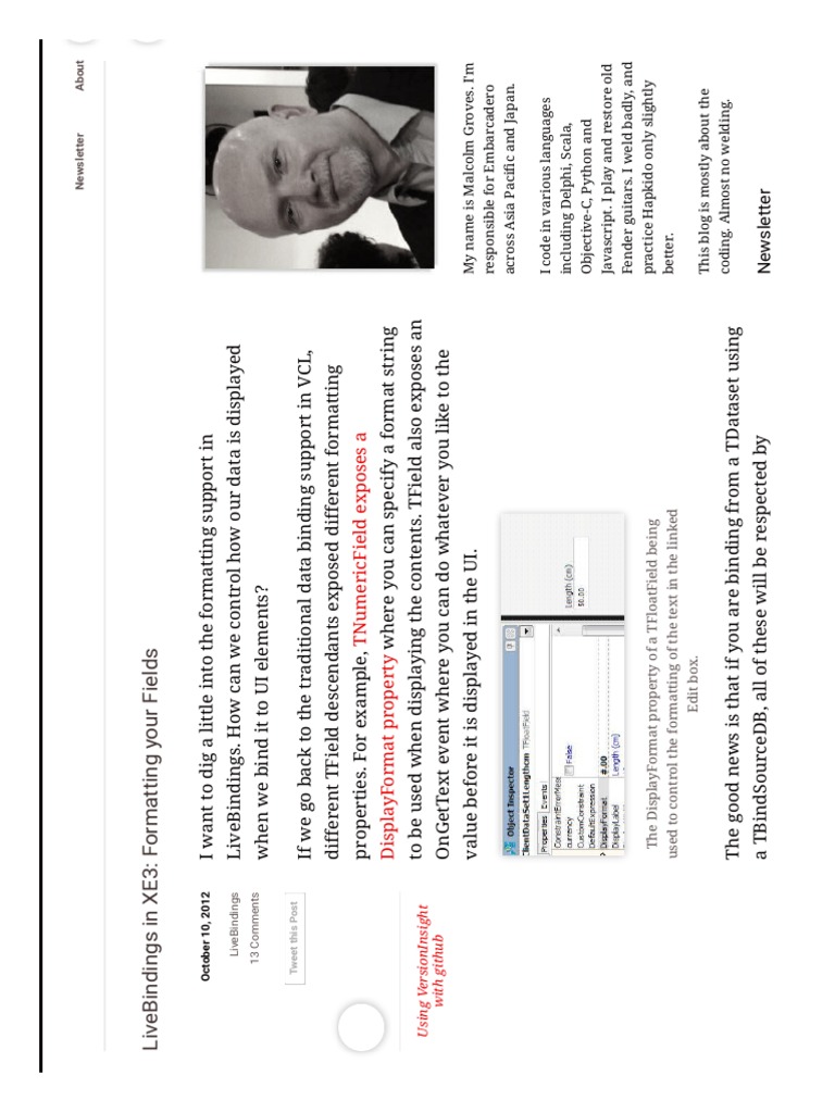 Malcolm Groves - LiveBindings in XE3 - Formatting Your Fields | PDF | Subroutine | Software ...