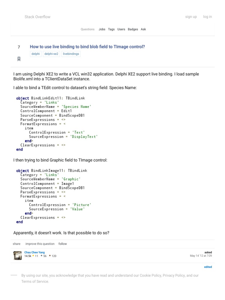 How To Use Live Binding To Bind Blob Field To TImage Control - Stack Overflow | PDF | Http ...