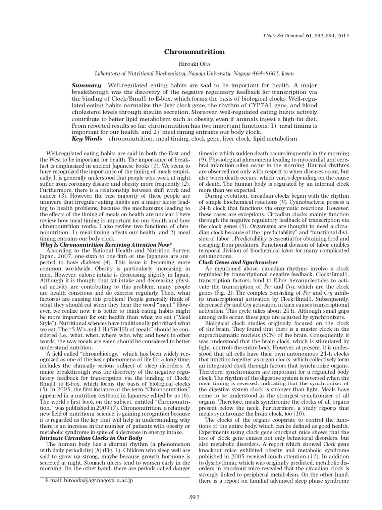 Chrononutrition: Summary Well-Regulated Eating Habits Are Said To Be ...
