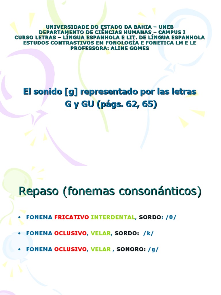 Fonemas y Sonido de la Letra G | PDF | Fonema | Fonética