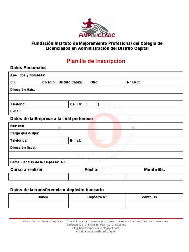 Inscripción Cursos FIMP Distrito Capital | PDF