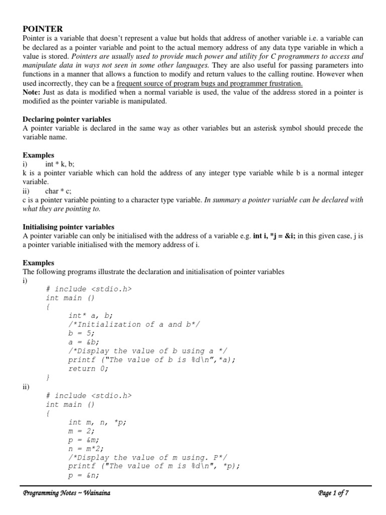 Understanding Pointers in C Programming | PDF | Pointer (Computer ...